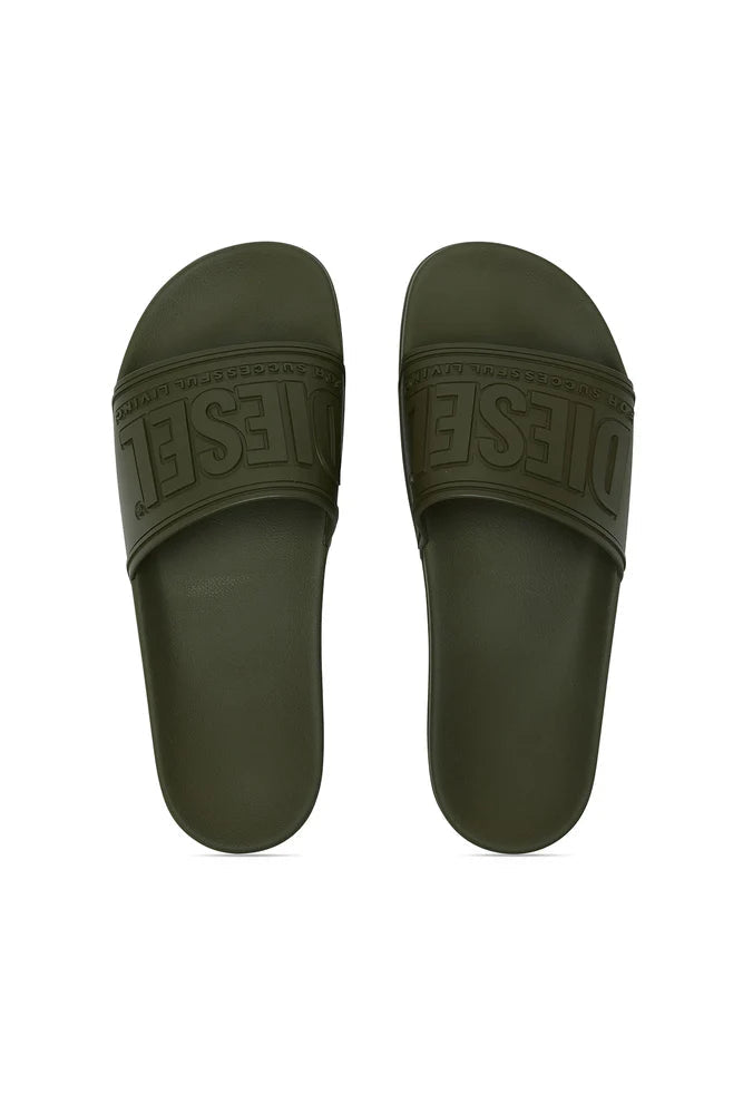 DIESEL SA-MAYEMI-POOL SLIDES WITH 3D LOGO "GREEN" – Hovar.